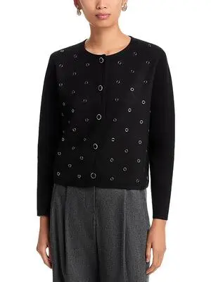SIONI Grommet Mixed Media Jacket - Black