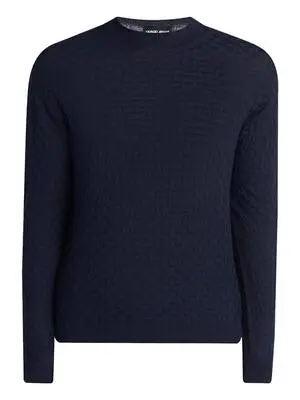 Giorgio Armani Basketweave Crewneck Sweater - Blue