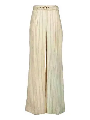 Zimmermann Pinstriped Belted Trousers - Neutrals