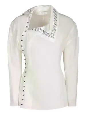 Rabanne Long-sleeve Studded Collar Blouse - White