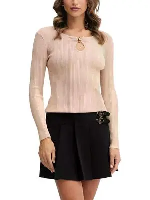 Guess Keyhole Ribbed Top - Neutrals