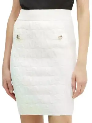 MARCIANO Embossed Mini Skirt With Button Detail - White