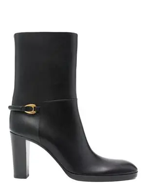 Saint Laurent 90mm Buckle Detail Boots - Black