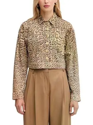 MARCIANO Leopard-print Denim Jacket - Neutrals