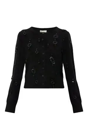 Tory Burch Embellished Button-fastening Sweater - Black
