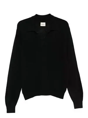 Khaite Long-sleeve Polo Top - Black