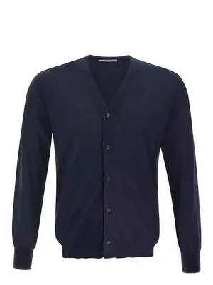 KANGRA V-neck Wool Cardigan - Blue
