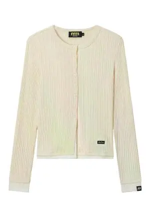 MINI CREAM Buttoned Ribbed Cardigan - Neutrals