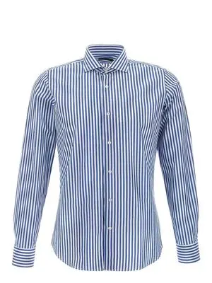MARCHESANI Striped Button Shirt - Blue