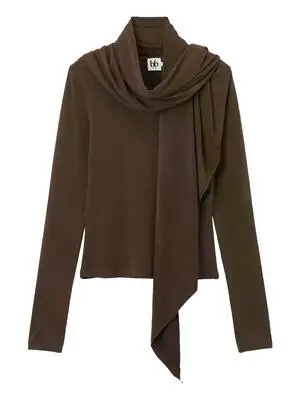 B+AB Draped Long-sleeve Blouse - Brown