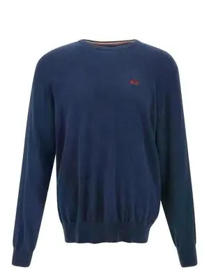 LA MARTINA Embroidered Logo Ribbed Sweater - Blue