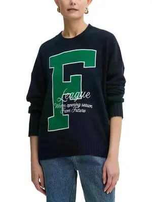 FROM FUTURE Letter-Graphic Cashmere Pullover