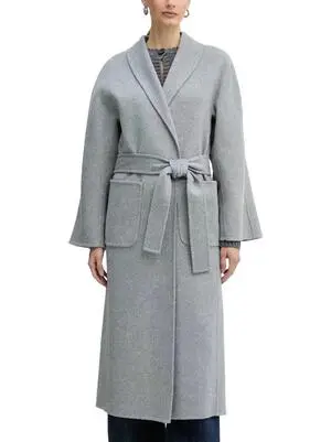 Luisa Spagnoli Belted Knee-length Coat - Grey