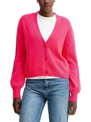 From Future Button V-neck Cardigan - Pink