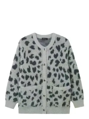 TOUT A COUP Animal-pattern Cardigan With Pockets - Grey