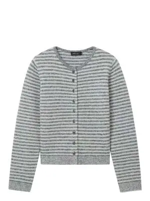 TOUT A COUP Striped Button Cardigan - Grey