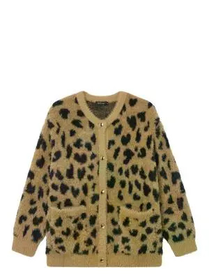 TOUT A COUP Button-Fastening Leopard-Pattern Cardigan