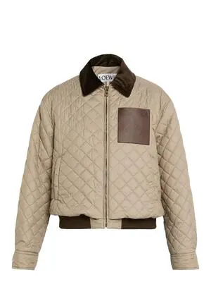 Loewe Quilted Barn Jacket With Corduroy Collar Medium Grey