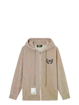 MINI CREAM Corduroy Zip-up Hoodie - Neutrals