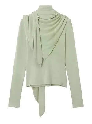 B+AB Scarf-neck Long-sleeve Top - Green