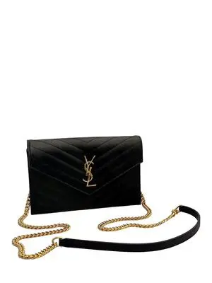 Saint Laurent Chevron Chain Shoulder Bag - Black