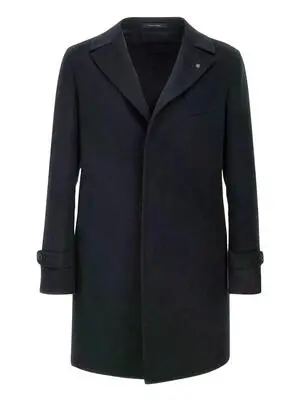 Tagliatore Buttoned Peak Lapel Coat - Blue