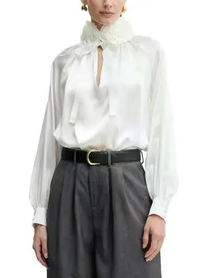 LUISA SPAGNOLI Silk Tie-Neck Blouse