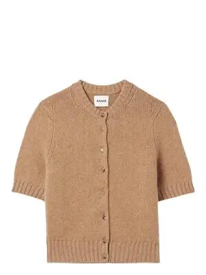 Khaite Nora Cropped Cashmere-blend Cardigan - Brown
