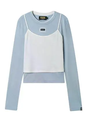 MINI CREAM Lace-trim Long-sleeve T-shirt - Blue