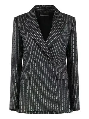 Alberta Ferretti Double-breasted Striped Blazer - Black