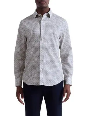 Bugatchi Julian Shaped Fit Geo Print Button-up Shirt - Chalk