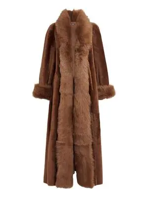 Nour Hammour Sima Long Shearling Coat - Brown