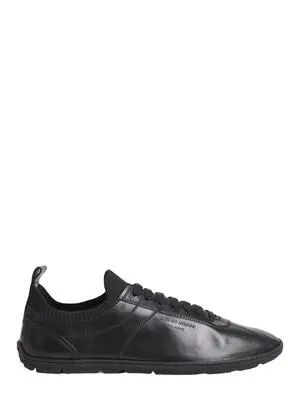 Giorgio Armani Leather Rib-trim Sneakers - Black