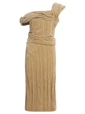 Tory Burch Cotton Velvet Twisted Midi Dress - Gold