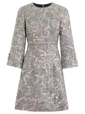 Dolce & Gabbana Floral-jacquard Lamé Mini Dress - Silver
