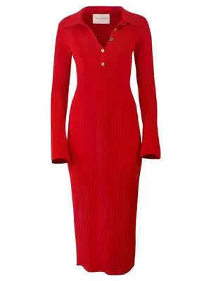 Carolina Herrera Henley Midi Dress - Red