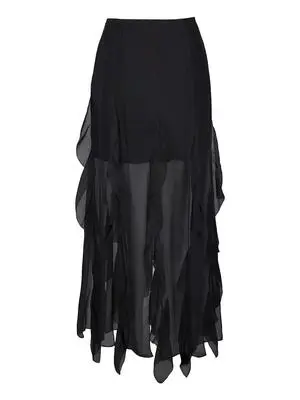 Veronica Beard Ava Ruffled-detail Midi Skirt - Black