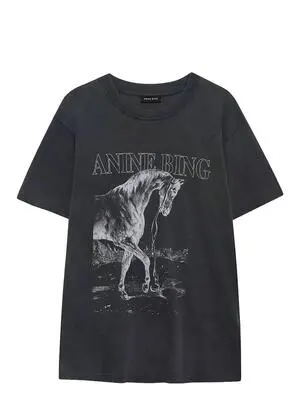 ANINE BING Horse Graphic T-shirt - Black