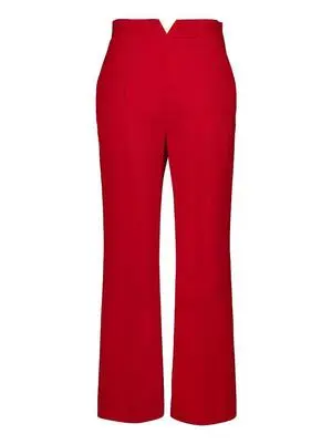 Valentino Garavani V-detail Wool-crepe Trousers - Red