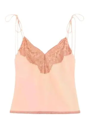 Valentino Garavani Lace Crepe De Chine Top - Pink