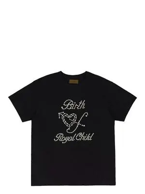 BIRTH OF ROYAL CHILD Pearl-embellished Short-sleeve Top - Black