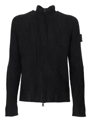 Premiata Ribbed Zip-up Cardigan - Black
