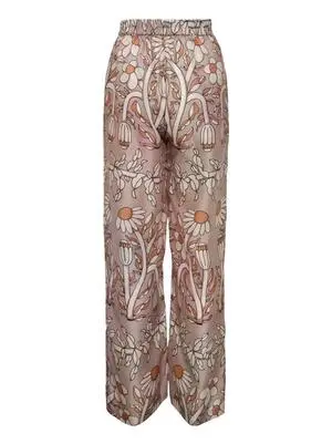 Biyan Printed Silk Trousers - Neutrals