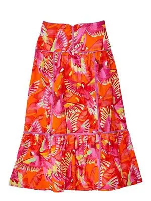 Farm Rio Printed Midi Skirt - Orange