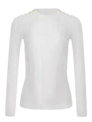ELISABETTA FRANCHI Buttoned-Shoulder Ribbed T-Shirt