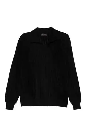 DELL'OGLIO Polo-collar Sweater - Black