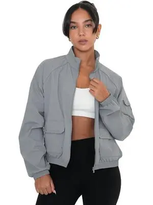 REBODY Cargo Nylon Windbreaker Jacket - Stone