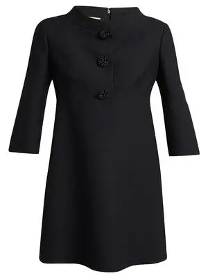 Valentino Garavani Crystal-button Crepe Mini Dress - Nero