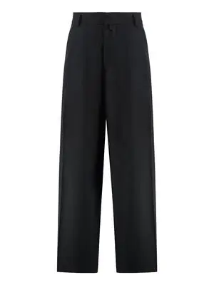 Dries Van Noten Wool Wide Leg Trousers - Black