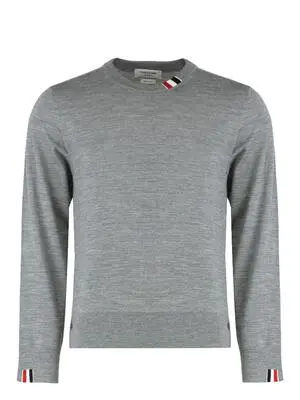 Thom Browne Sweater Crew Neck In Virgin Wool - Grey